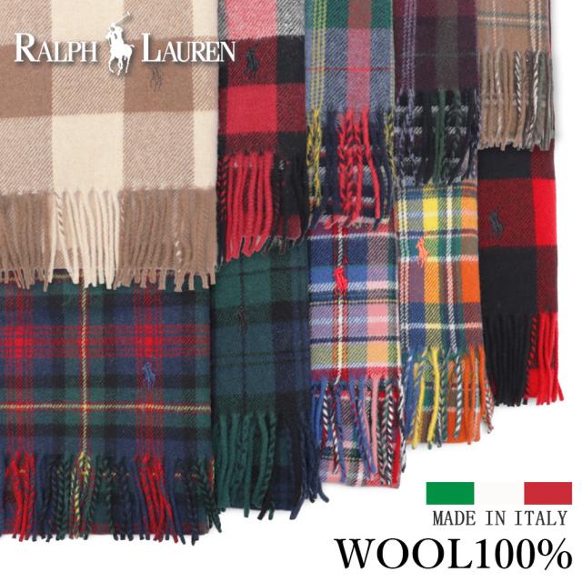 ポロ ラルフローレン マフラー チェック ウール100％ イタリア製 PC0999 POLO RALPH LAUREN ポロラルフローレン ラルフ タータンチェック  スカーフ メンズ レディース ユニセックス 男性 女性 男女兼用 ギフト プレゼント クリスマス 成人式
