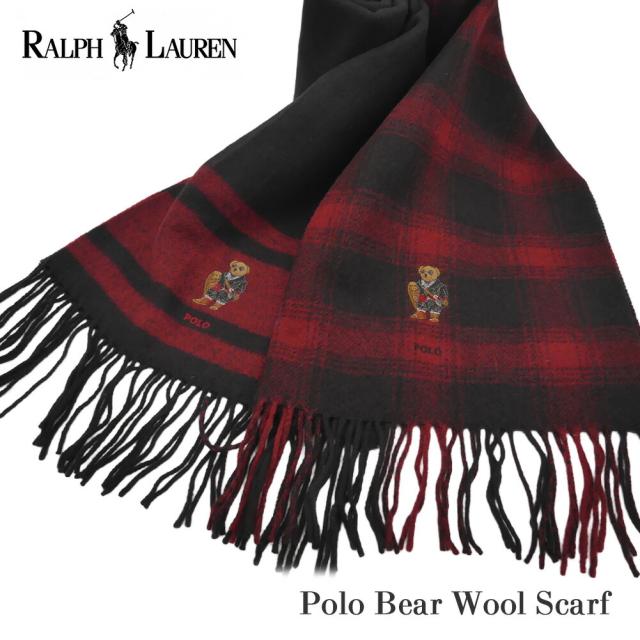 ポロ ラルフローレン ポロベア チェック ストライプ ウール マフラー PC1456 ラルフ POLO RALPH LAUREN メンズ レディース 男性 女性 男女兼用 くま Polo Bear ベア テディベア ビジネス カジュアル プレゼント ギフト
