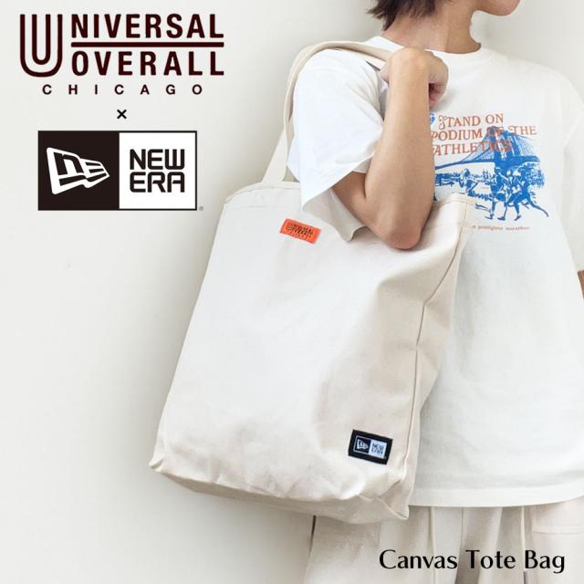 NEW ERA ニューエラ × UNIVERSALOVERALL ユニバーサルオーバーオール コラボ トートバッグ DS1962 NEW ERA 肩掛け 大きめ 大容量 A4 帆布 キャンバス プレゼント