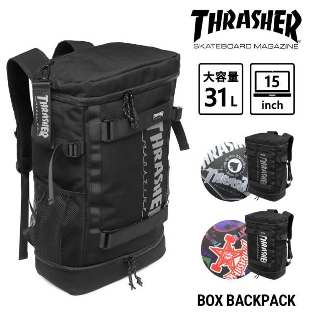 THRASHER スラッシャー ボックス リュックサック R1930 バックパック B4 大容量 31L ストリート ブランド おしゃれ シンプル 定番 ギフト プレゼント