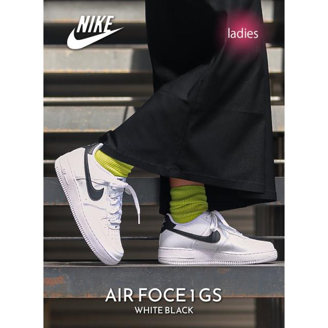 NIKE ナイキ エアフォース スニーカー AIR FOCE 1 GS WHITE BLACK ( 白 ホワイト 黒 ブラック レディース ウィメンズ FV5948-101 )