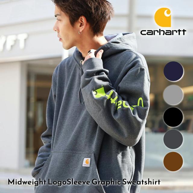 CARHARTT カーハート ミッドウェイト パーカー スウェット Midweight LogoSleeve Graphic Sweatshirt ( プルオーバー 袖ロゴ スエット K288 )