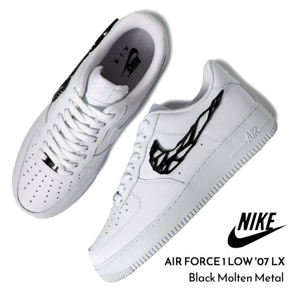 NIKE ナイキ エアフォース ロー スニーカー AIR FORCE 1 LOW 07 LX Black Molten l ( 白 ホワイト モルテンメタル 黒 IF1686-101 )