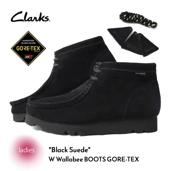 Clarks クラークス ワラビー シューズ ゴアテックス スエード ブーツ W Wallabee BOOTS GORE-TEX Black Suede ( レディース ウィメンズ 26168586 )