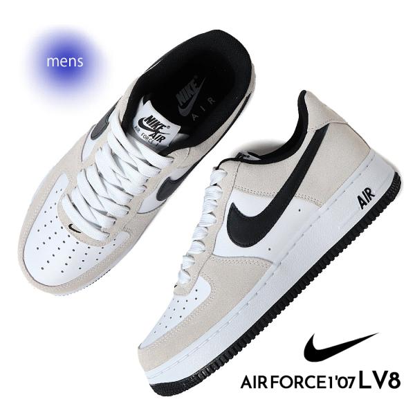 NIKE ナイキ エアフォース ロー スニーカー AIR FORCE 1 07 LV8 WHITE/BLACK ( 白 ホワイト 黒 ブラック スエード メンズ IB6388-100 )