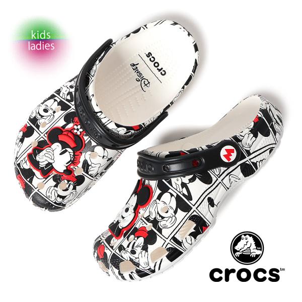 crocs クロックス ミッキー サンダル アンド ミニー クラシック クロッグ Mickey and Minnie Classic Clog WHITE/BLACK ( レディース 211483-90H )