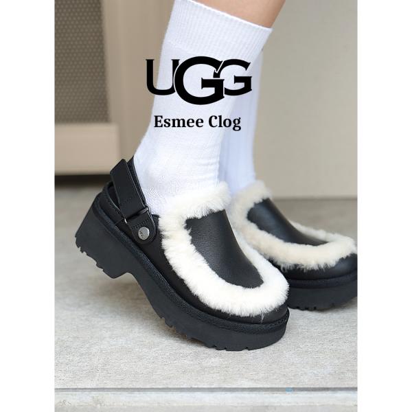 UGG アグ 厚底 クロッグ ミュール ファー サンダル エスミー レザー Esmee Leather Clog BLACK ( ブラック 黒 レザー レディース 1171507-BLK )