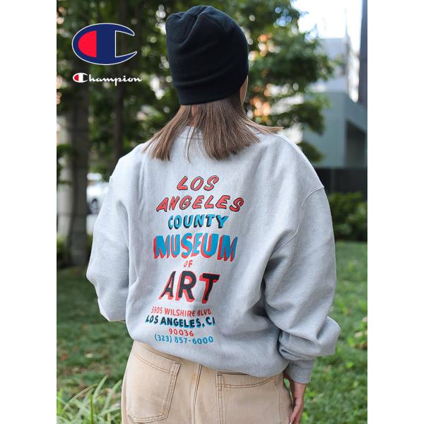 海外限定 CHAMPION チャンピオン スウェット LACMA CREW SWEAT GRAY リバースウィーブ ( 日本未発売 トレーナー トップス グレー ヘビーウェイト 12oz 厚手 )