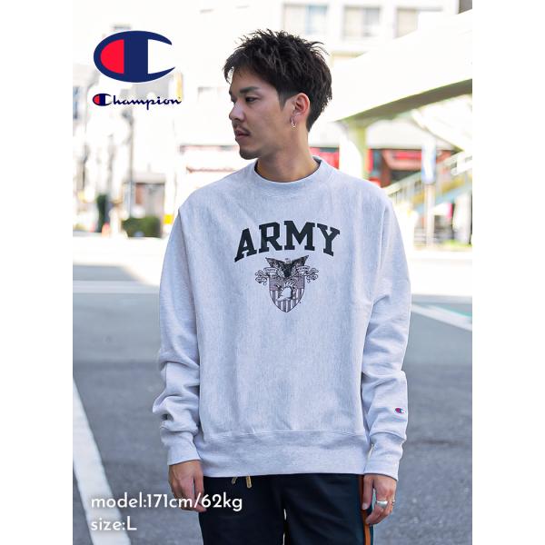 海外限定 CHAMPION チャンピオン スウェット ARMY REVERSE WEAVE CREWNECK GRAY リバースウィーブ ( 日本未発売 トレーナー 12oz 厚手 ヘビーウェイト )