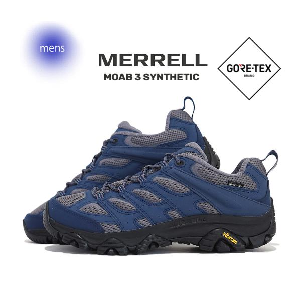 MERRELL メレル GORE-TEX MOAB 3 モアブ3 シンセティック ゴアテックス スニーカー SYNTHETIC GREYSTONE ( ブルー 青 撥水 防水 メンズ J500641 )
