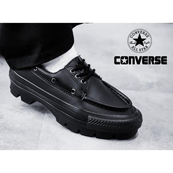 CONVERSE コンバース 革靴 デッキシューズ 厚底 オールスター チャンク スニーカー ALL STAR CHUNK MS OX BLACK ( 黒 メンズ レディース 31316770 )