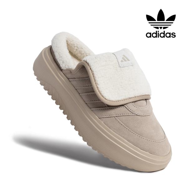 海外限定 adidas アディダス 厚底 GRAND COURT MULE グランドコートミュール サンダル BEIGE 日本未発売 ベージュ スリッポン レディース 裏起毛 韓国 JS4997