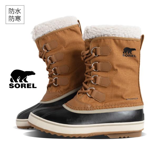 SOREL ソレル 1964 ブーツ PAC NYLON BOOTS CAMEL BROWN BLACK パック ナイロン ウォータープルーフ ( キャメル メンズ 防水 NM5189-224 )