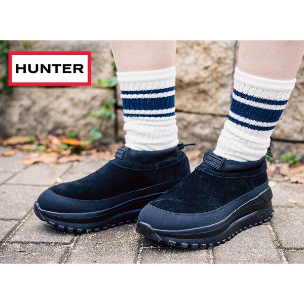 HUNTER ハンター ブーツ トラベル フロー スエード トレーナー UNISEX TRVEL FLOW SUEDE TRINER BLACK ( レディース 暖かい UFF7116LEABLK )