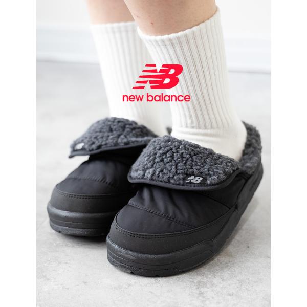 NEW BALANCE ニューバランス SD3405BK2 ボア ファー サンダル PUFLEE V2 PUFFER MEETS FLEECE MIDNIGHT BLACK ミュール ボアサンダル