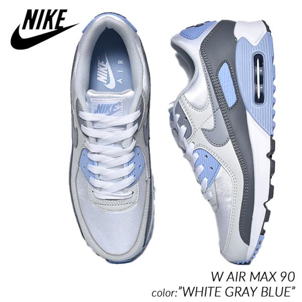 NIKE W AIR MAX 90 WHITE GRAY BLUE ナイキ ウィメンズ エアマックス スニーカー ( 白 グレー 灰色 青 メンズサイズ FB8570-100 )