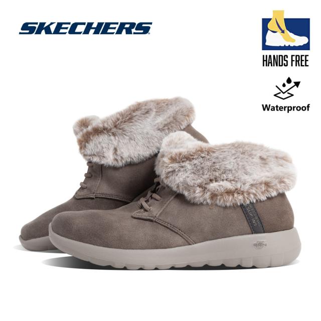 SKECHERS スケッチャーズ ボア ブーツ ファー スリップインズ オンザゴー ジョイ ブーツ Slip-ins ON THE GO JOY DARK TAUPE レディース 144803DKTP