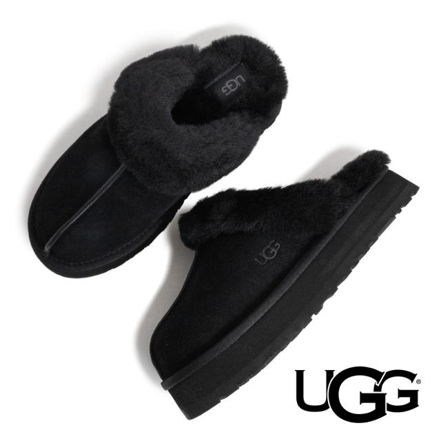UGG アグ 厚底 ボア ファー ミュール スリッパ ディスケット サンダル DISQUETTE BLACK ( ブラック 黒 レディース スエード シープスキン 1122550BLK )