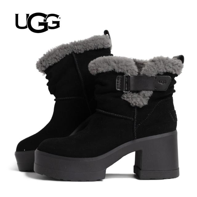UGG アグ モクシー プルオン 厚底 ヒール ブーツ MOXY PULL ON BLACK ( ブラック 黒 シープスキン ベルト レディース ウィメンズ 1171476-BLK )