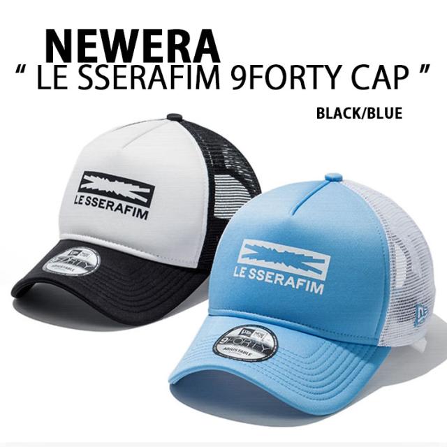 NEWERA ニューエラ LE SSERAFIM ルセラフィム キャップ 940AF TR SPONGE CAP コラボ ロゴ メッシュキャップ 帽子 BLACK BLUE