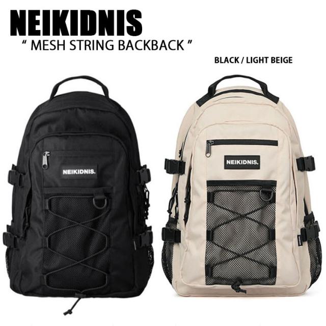NEIKIDNIS ネイキドニス バックパック MESH STRING BACKPACK リュック デイパック スクールバッグ BLACK BEIGE 多機能 耐衝撃 生活防水 通勤 通学 PC収納 ブラック ベージュ NB15ABG080 NBP005【中古】未使用品