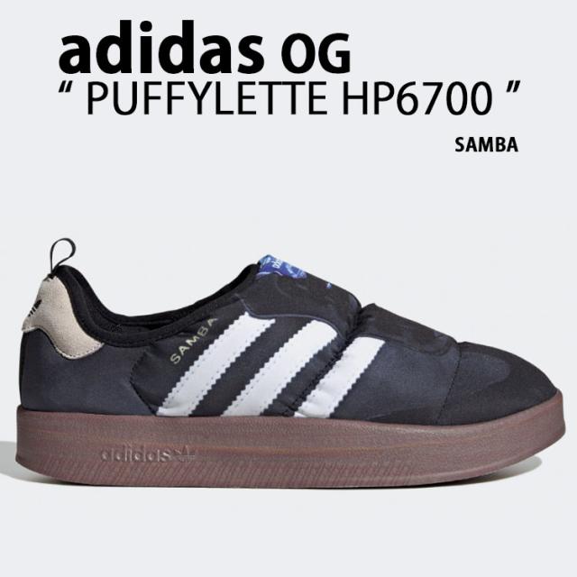 adidas originals アディダス スリッポン サンダル PUFFYLETTE SAMBA HP6700 パフィレット サンバ BLACK ブラック フェイクプリント