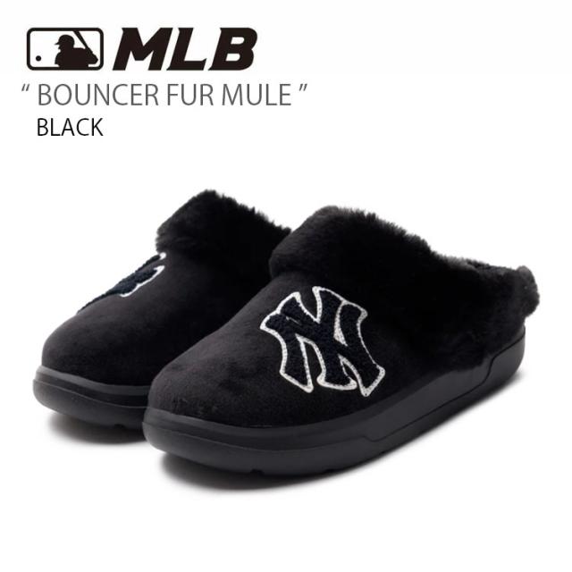 MLB エムエルビー レディース ミュール MLB BOUNCER FUR MULE BLACK ファー ミュール サンダル スリッパ 女性用 3AMUPSF36-50BKS