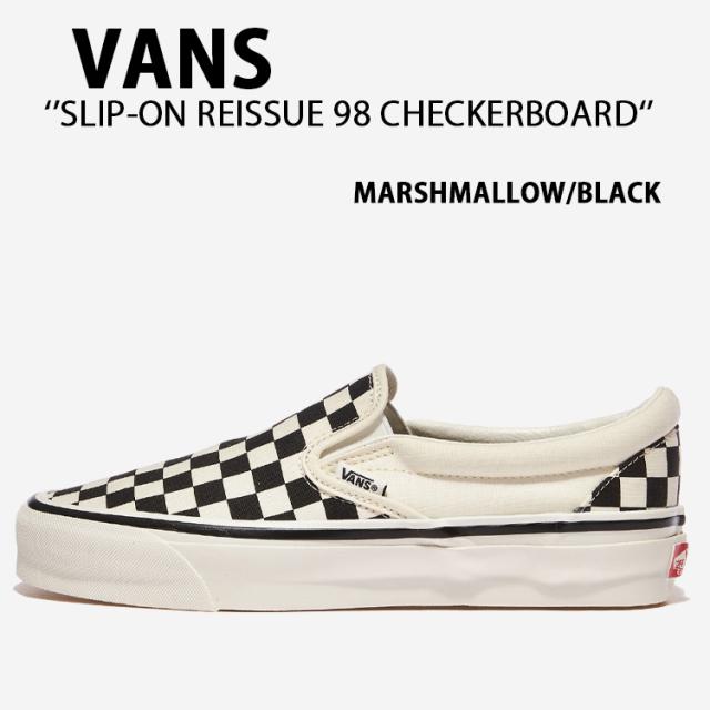VANS バンズ スニーカー SLIP-ON REISSUE 98 CHECKERBOARD MARSHMALLOW BLACKチェックボード マシュマロ ブラック