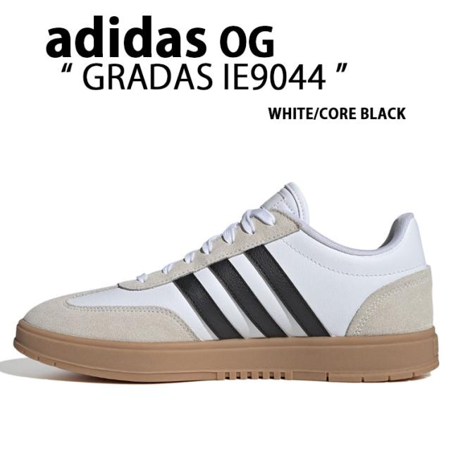 adidas アディダス スニーカー GRADAS IE9044 WHITE CORE BLACK GOLD グラダス 3ストライプ シューズ レザーアッパー ホワイト ブラック