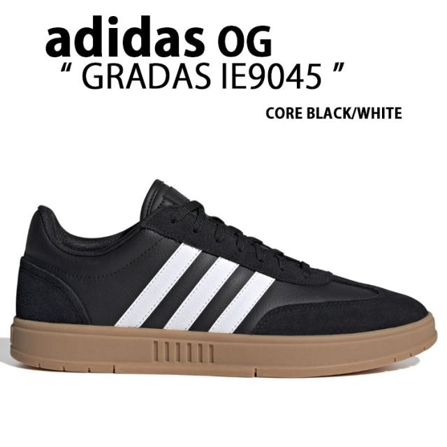 adidas アディダス スニーカー GRADAS IE9045 CORE BLACK WHITE SILVER グラダス 3ストライプ シューズ レザーアッパー レザー ブラック