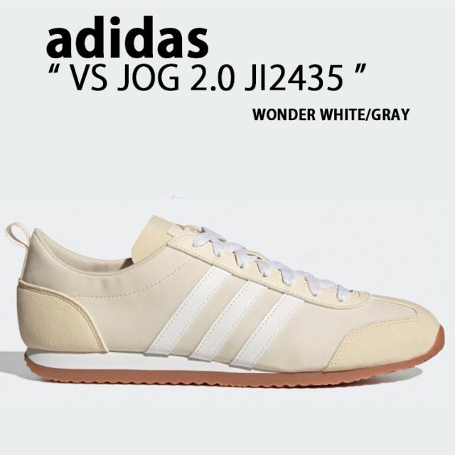 adidas アディダス レディース スニーカー VS JOG 2.0 JI2435 ジョグ2.0 シューズ WHITE BEIGE ジョギングシューズ ニュアンスカラー