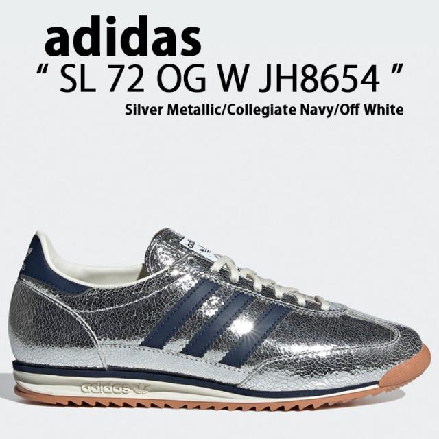 adidas originals アディダス スニーカー SL 72 OG W JH8654 シューズ Silver llic / Collegiate Navy / Off White ナイロンアッパー シルバーメタリック カリージェトネイビー オフホワイト テラス系 T-トゥ メンズ レディース【中古】未使用品