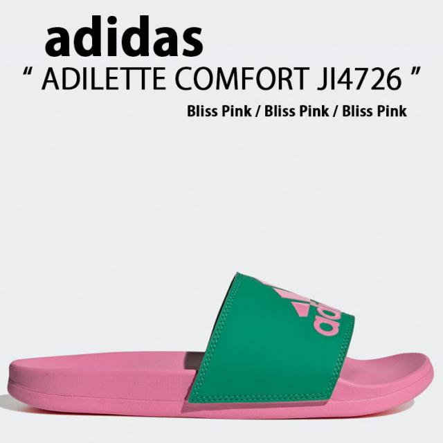 adidas アディダス サンダル スリッパ ADILETTE COMFORT JI4726 アディレッタ コンフォート Bliss Pink / Bliss Pink / Bliss Pink ロゴ スライドサンダル シャワーサンダル ブリス ピンク