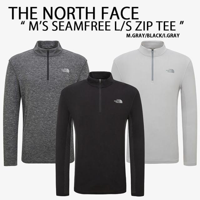 THE NORTH FACE ノースフェイス スポーツウェア M’S SEAMFREE L/S ZIP TEE ハーフジップ シムレス インナーウェア BLACK GRAY NT7LP53A/B/C