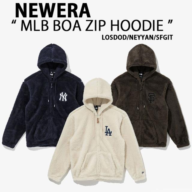NEWERA ニューエラ パーカー ボアフリース AP MLB SOFT BOA HOOD JACKETドジャース BOFF WHITE ヤンキース NAVY ジャイアンツ BROWN
