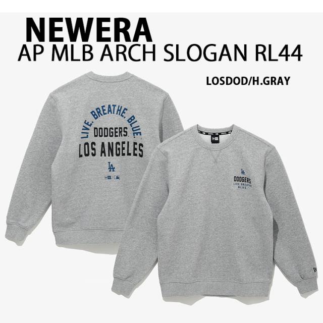 NEWERA ニューエラ スウェット トレーナー AP MLB ARCH SLOGAN RL44 LOSDOD ドジャース GRAY スウェットシャツ ロサンゼルスロジャース