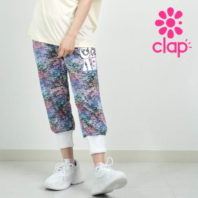 clap CLAP フィットネス ウェア クラップ フィットネスウェア レディース ブランド イーシュット パンツ MERMAID E-SHUTOOOO マーメイド 総柄 シーブルー 2025  新作 かわいい