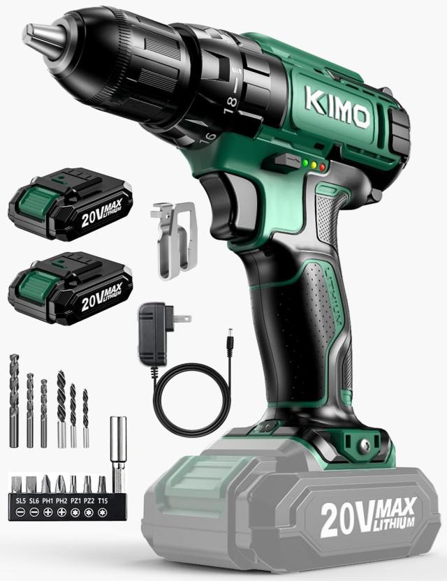 ブラシ付き KIMO 電動ドライバー 充電式 電動ドリル 20V 2000mAh バッテリー2個付き 無断変速 最大35N.m 正逆転切替 LEDライト 18段階トの通販はau PAY ...
