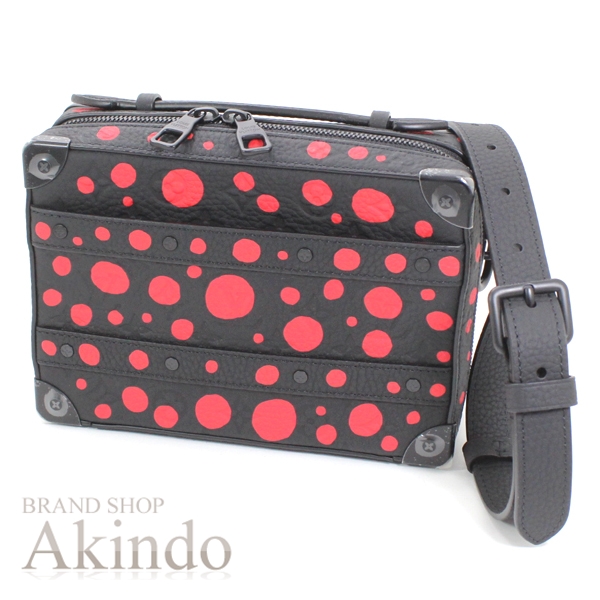 【新品】LOUIS VUITTON LV x YK 草間彌生コラボ ルイヴィトン ショルダーバッグ インフィニティドット ソフトトランク モノグラム・アンプラント 黒x赤 ブラック レッド ノワール 斜め掛け  M21677 LOUIS VUITTON メンズ レディース ブランド