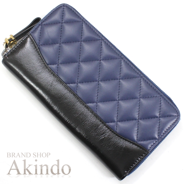 【未使用】シャネル 長財布 ガブリエル ロングジップウォレット レザー 黒 ブラック 紺 ネイビー ラウンドファスナー ココマーク レディース キルティング マトラッセ CHANEL 本革 小銭入れ 女性 ラウンドジップウォレット ブランド プレゼント