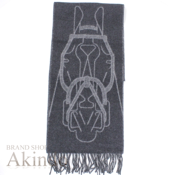 【新品】エルメス マフラー テット・ア・テット・エケストル グレー フリンジ カシミア 100% メンズ レディース HERMES ギフト 人気 おしゃれ かわいい ブランド プレゼント ウィンター 秋冬