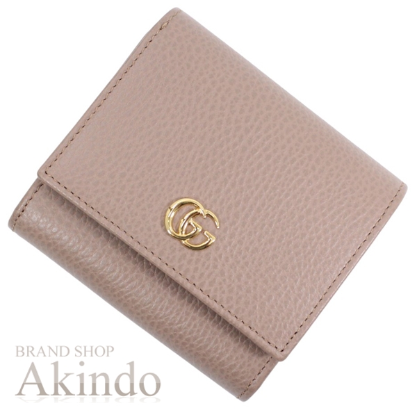 【新品】グッチ 二つ折り 財布 GG マーモント ミディアム ウォレット コンパクト レディース ベージュ 598587 レザー GUCCI 便利 ブランド 定番 人気 プレゼント ギフト 2つ折り財布