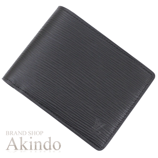 【新品・未使用】ルイヴィトン 二つ折り財布 札入れ カードケース ポルトフォイユ・ミュルティプル エピ レザー 黒 ブラック カード入れ 小銭入れ無し メンズ M60662 LOUIS VUITTON 2つ折り サイフ コンパクト ウォレット 便利 ブランド 人気 プレゼント