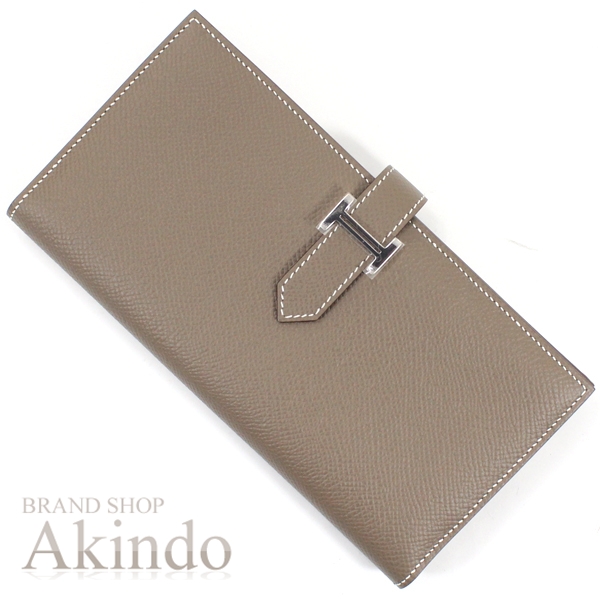 【新品・未使用】エルメス 長財布 ベアンスフレ マチ有り 二つ折り エトゥープ グレージュ シルバー金具 ヴォーエプソン メンズ レディース ロングウォレット HERMES プレゼント 人気 ギフト おしゃれ ブランド