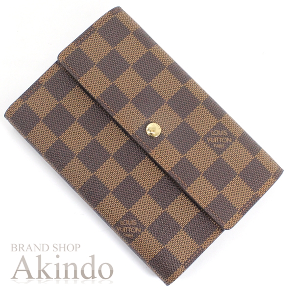 【新品・未使用】ルイヴィトン 三つ折り財布 ダミエ ポルト トレゾール・エテュイ パピエ コンパクト レディース パスケース付き N61202 LOUIS VUITTON 茶 ブラウン