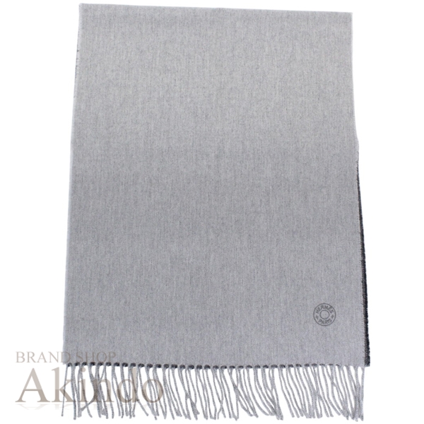 【新品】エルメス マフラー カシミア100% 黒 ブラック グレー グラデーション フリンジ セリエ メンズ レディース HERMES ギフト 人気 おしゃれ  ブランド プレゼント ウィンター 秋冬