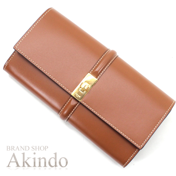 【展示未使用】セリーヌ 財布 レディース 二つ折り長財布 ラージ トリフォルドウォレット16(セーズ) 10M03 3CQ7.04LU 茶 ブラウン タン CELINE ロングウォレット カーフ 本革 レザー ブランド プレゼント ギフト 便利 定番 人気