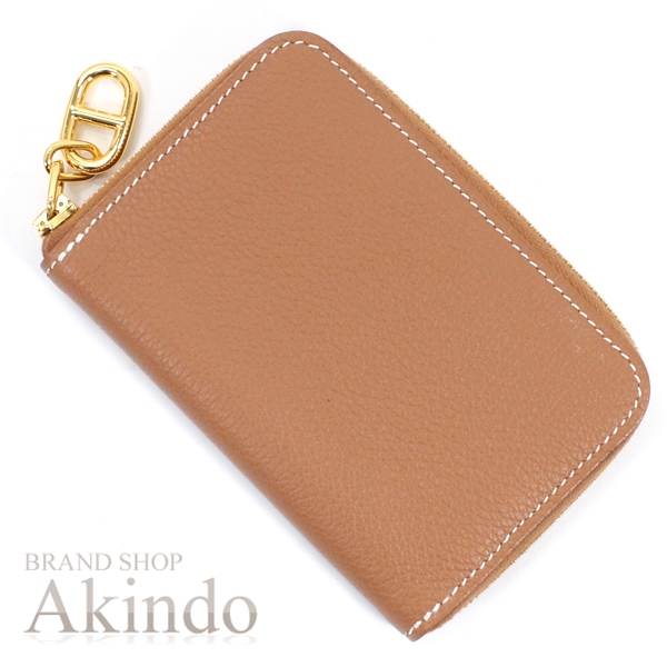 【新品】エルメス ジップアンゴー ケース シェーヌダンクル 茶 ゴールド 小銭入れ ラウンドファスナー ジップアラウンド エバーカラー レザー 本革 メンズ レディース レザー HERMES プレゼント ギフト ブランド 人気 エレガント セレブ