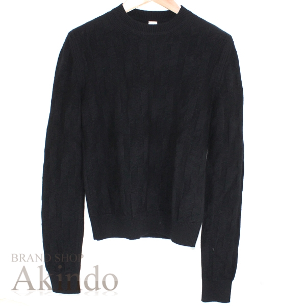 【新品】エルメス ロングスリーブ ニット Hモチーフ セーター 黒 ブラック レディース サイズ36  HERMES ウール100% 長袖 アパレル トップス Hモチーフ