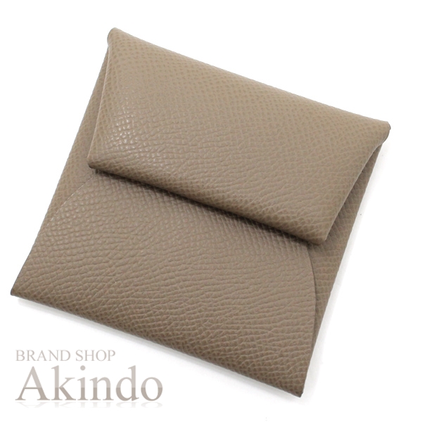 【新品】エルメス ケース バスティア エトゥープ エプソン 小銭入れ メンズ レディース HERMES シンプル 軽量 小さめのバッグ・ポケットに HERMES WALLET